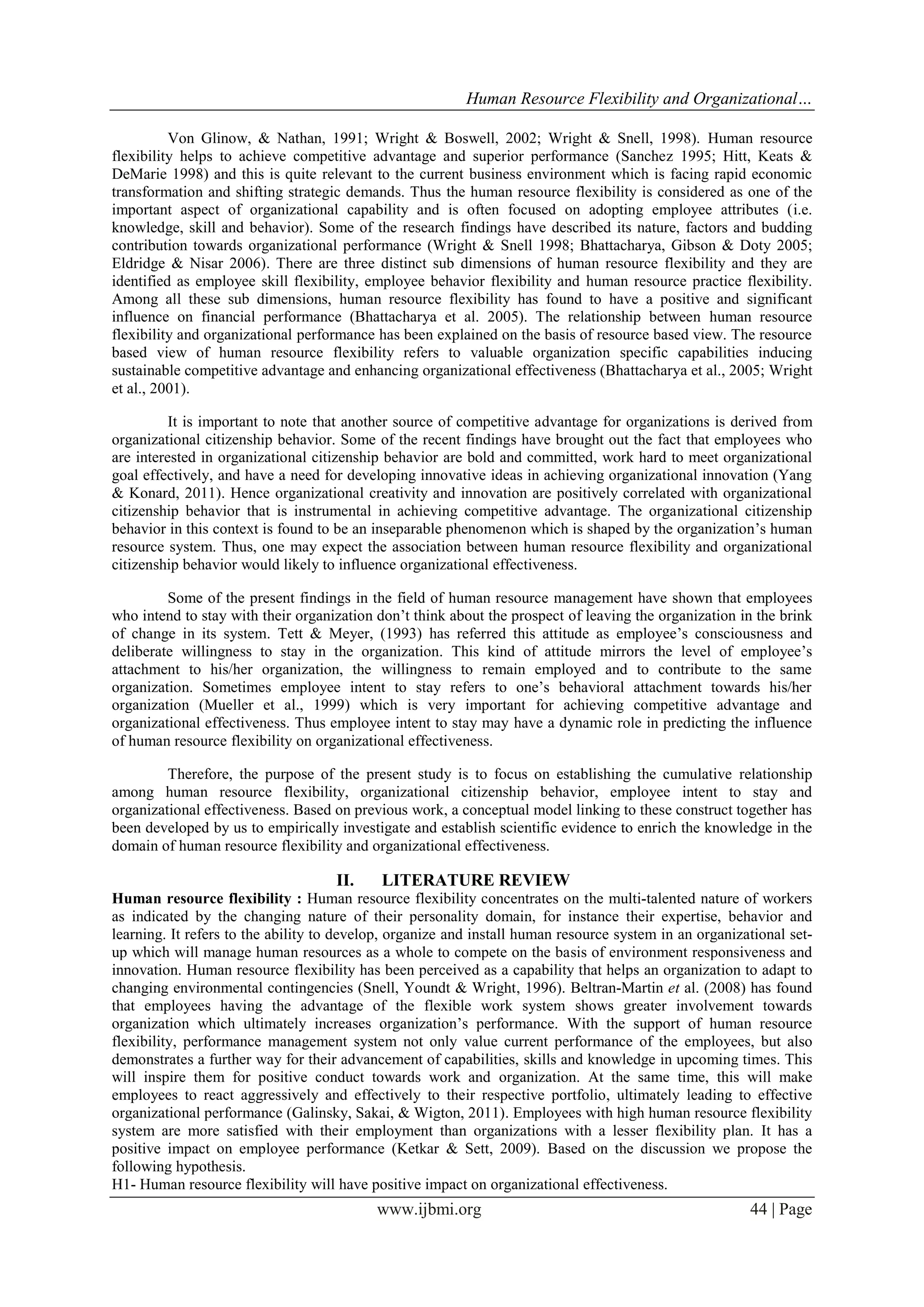 Human Resource Flexibility and Organizational Effectiveness: Role of Organizational Citizenship ...