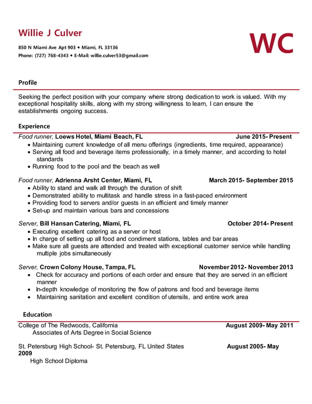 Willie J C Resume (1) | PDF