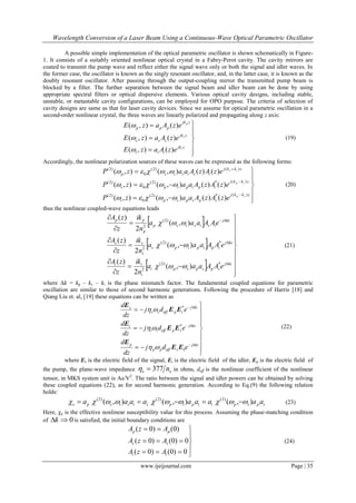 Wavelength Conversion of a Laser Beam Using a Continuous- Wave Optical Parametric Oscillator | PDF