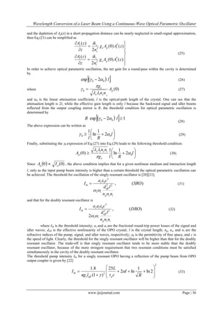 Wavelength Conversion of a Laser Beam Using a Continuous- Wave Optical Parametric Oscillator | PDF