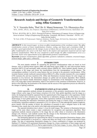 Research Analysis and Design of Geometric Transformations using Affine Geometry | PDF | 3-D ...