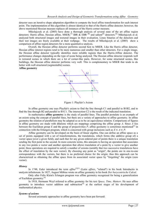 Research Analysis and Design of Geometric Transformations using Affine Geometry | PDF