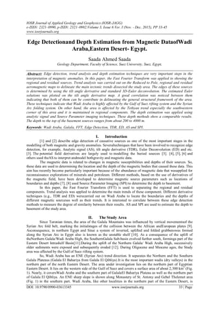 Edge Detectionand Depth Estimation from Magnetic DataofWadi Araba,Eastern Desert- Egypt. | PDF ...