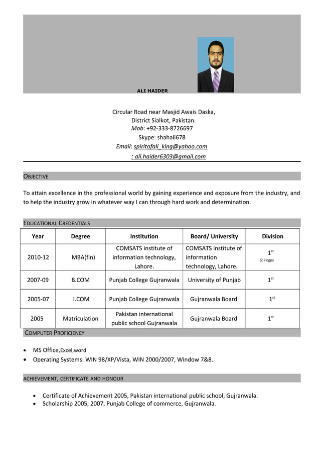 SYED ALI HAIDER RESUME latest (1) | PDF