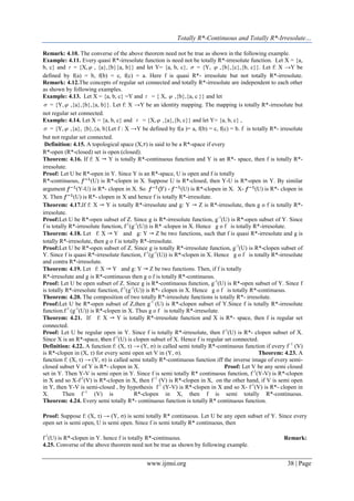 Totally R*-Continuous and Totally R*-Irresolute Functions | PDF