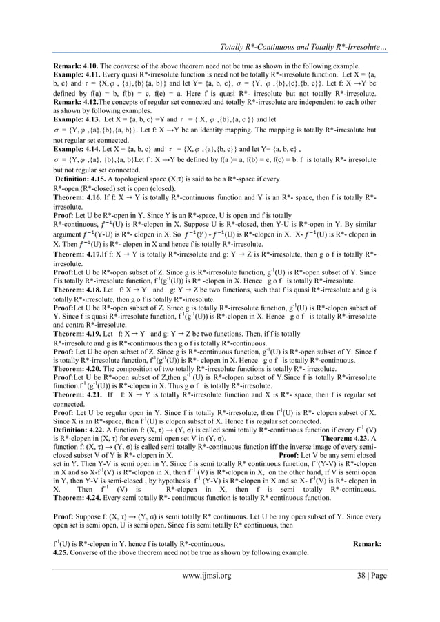 Totally R*-Continuous and Totally R*-Irresolute Functions | PDF