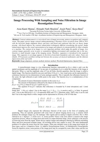Image Processing With Sampling and Noise Filtration in Image Reconigation Process | PDF