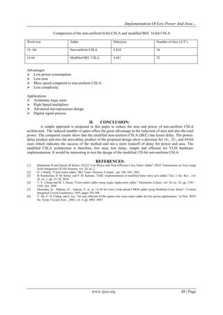 Implementation of Low Power and Area Efficient Carry Select Adder | PDF