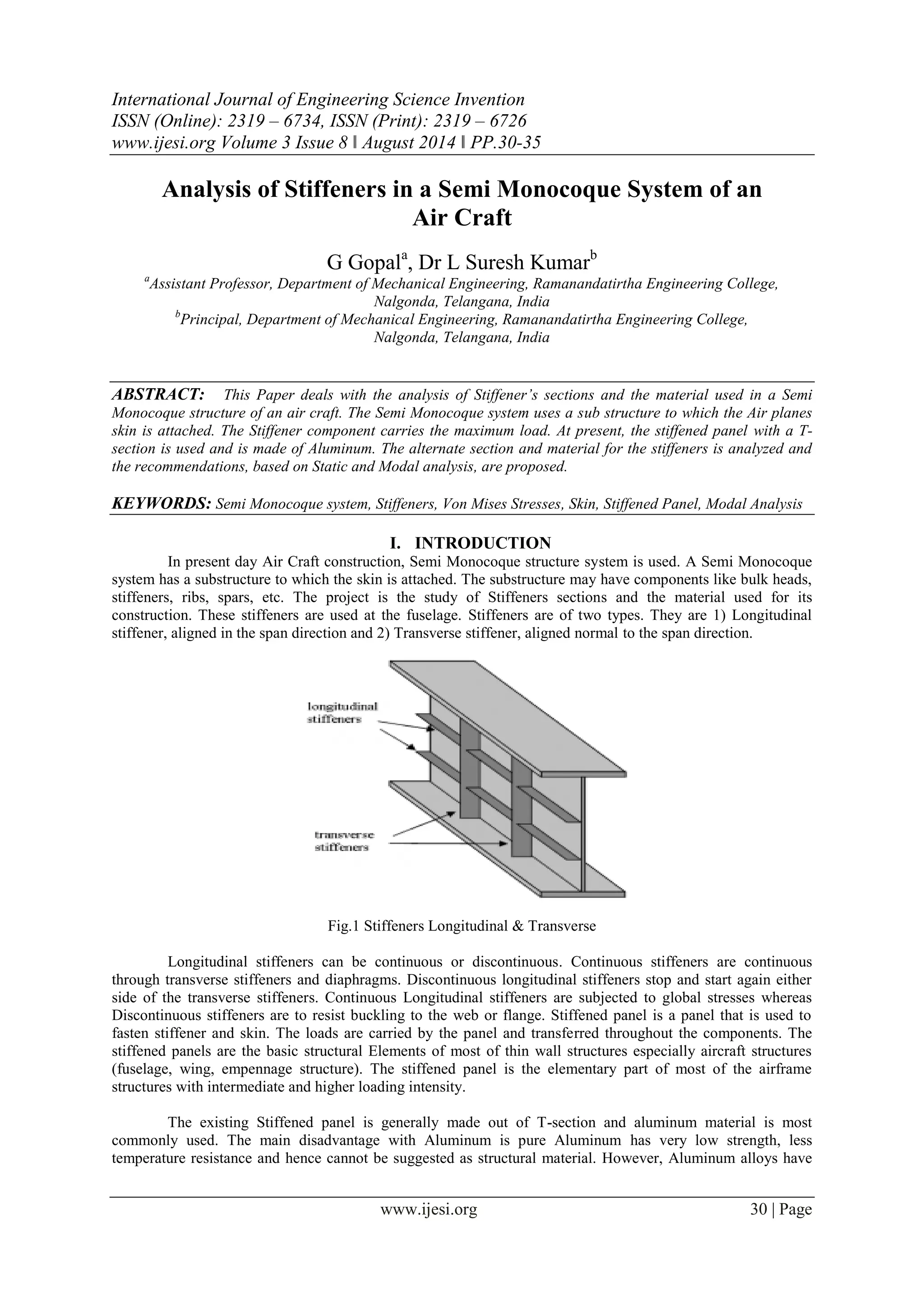 Analysis of Stiffeners in a Semi Monocoque System of an Air Craft | PDF