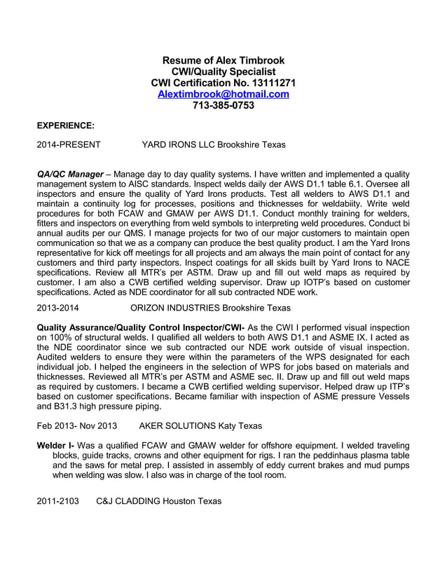 2016 Updated Resume Alex Timbrook | PDF