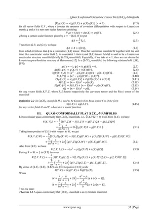 Qausi Conformal Curvature Tensor on 푳푪푺 풏-Manifolds | PDF | Physics | Science