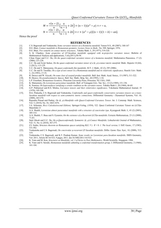 Qausi Conformal Curvature Tensor on 푳푪푺 풏-Manifolds | PDF