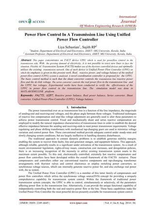Power Flow Control In A Transmission Line Using Unified Power Flow Controller | PDF