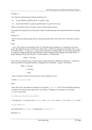 On The Properties of Finite Nonabelian Groups with Perfect Square Roots Using the Centre | PDF