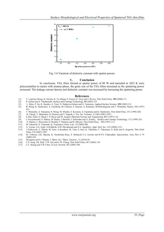 Surface Morphological and Electrical Properties of Sputtered Tio2 Thin Films | PDF