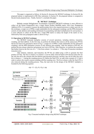 Optimized FIR filter design using Truncated Multiplier Technique | PDF