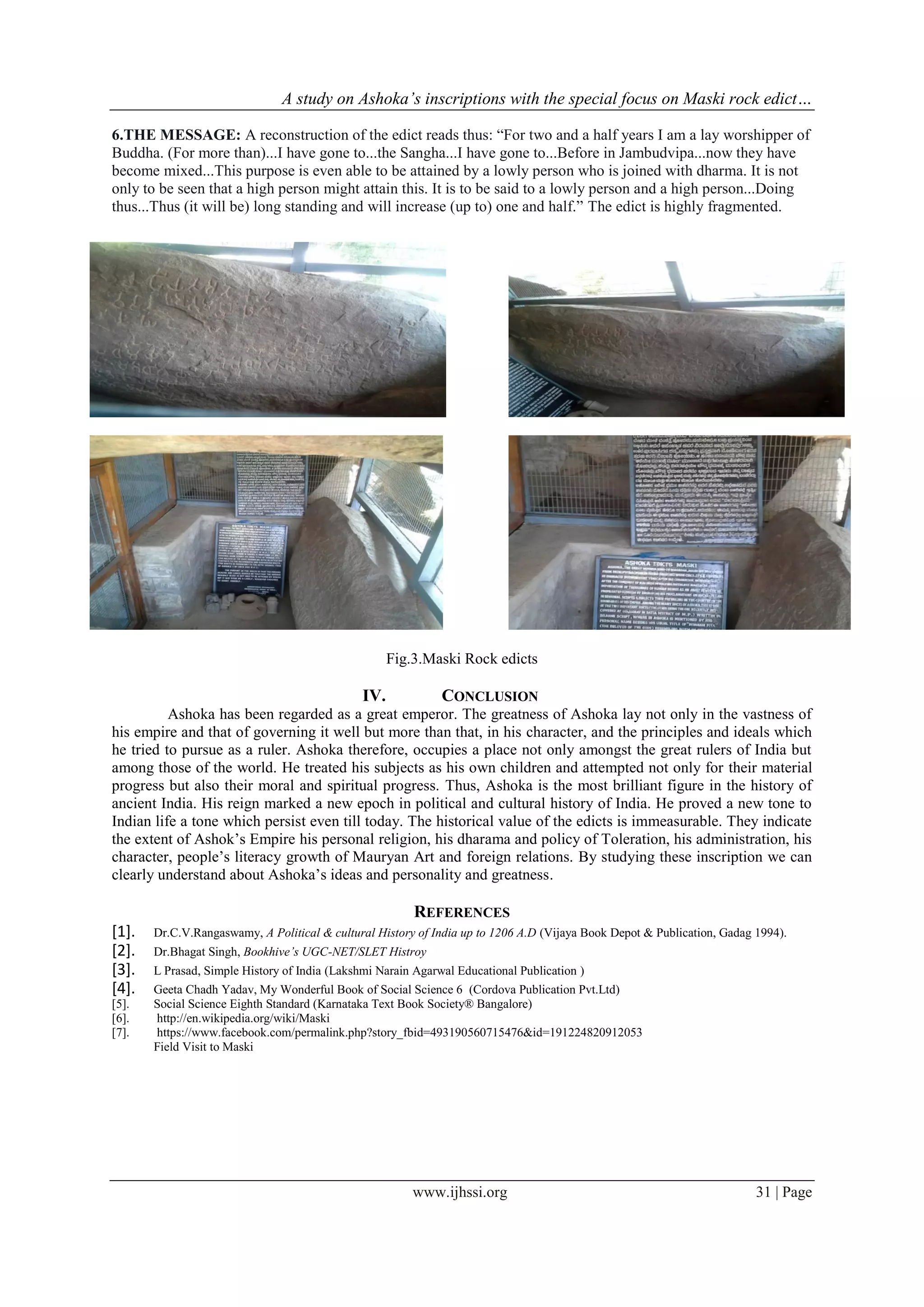 A study on Ashoka’s inscriptions with the special focus on Maski Rock ...