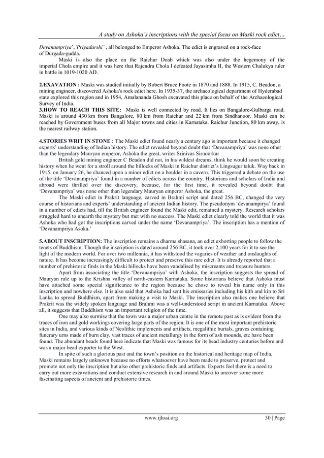 A study on Ashoka’s inscriptions with the special focus on Maski Rock ...