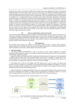 Augment the Safety in the ATM System with Multimodal Biometrics Linked with UIDAI server | PDF
