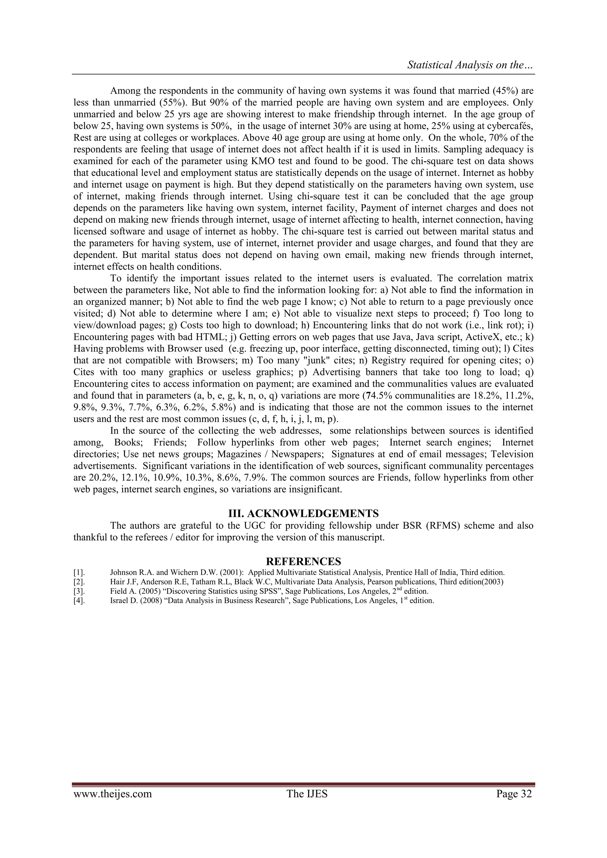 Statistical Analysis on the Usage of Internet | PDF