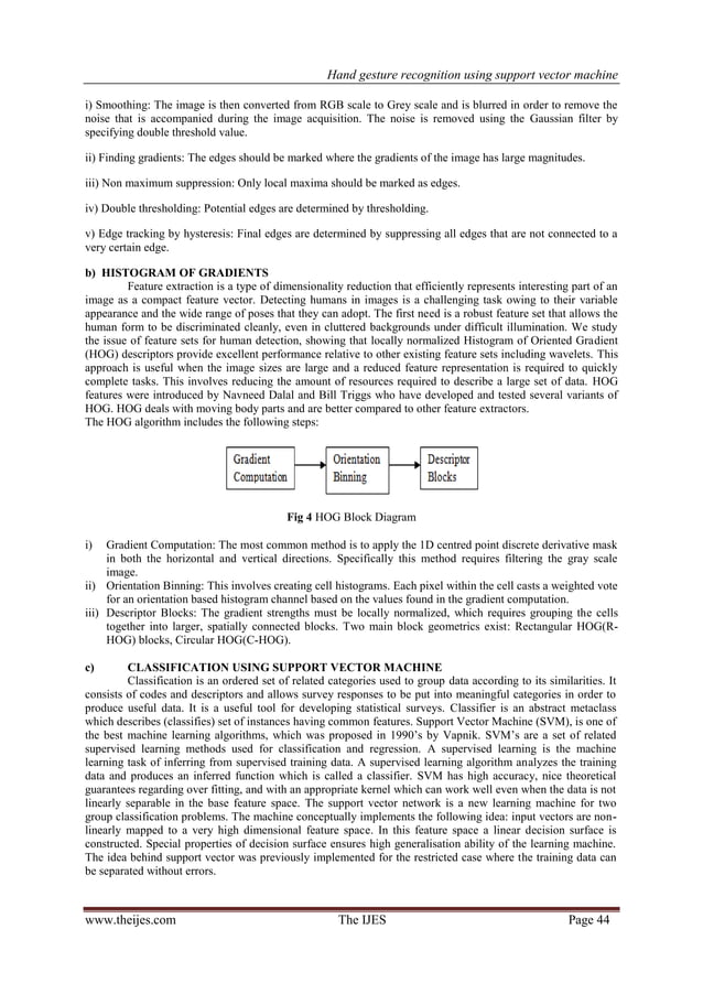 Hand gesture recognition using support vector machine | PDF | Computing | Technology & Computing