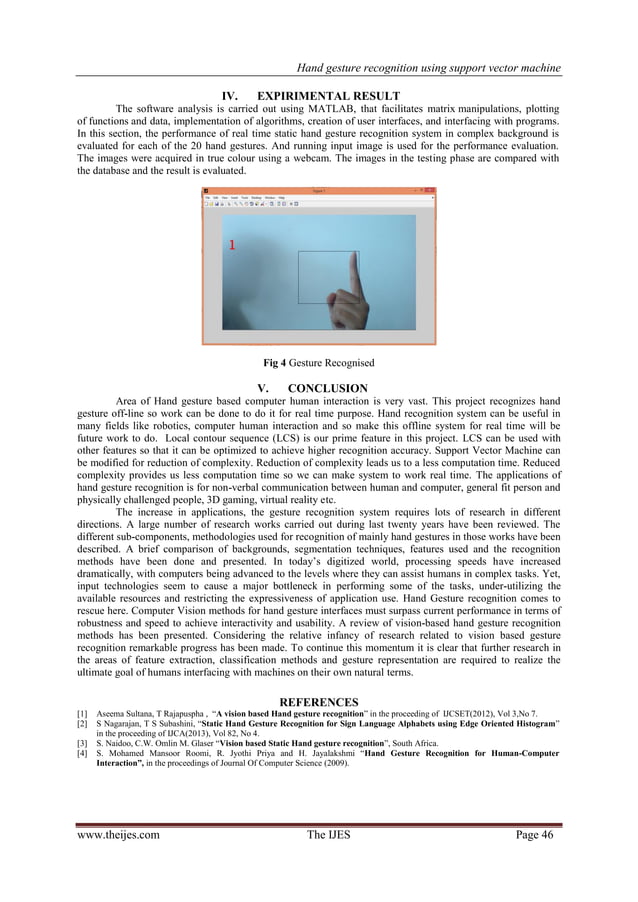 Hand gesture recognition using support vector machine | PDF | Computing | Technology & Computing