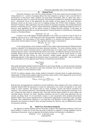 Clustering Algorithm with a Novel Similarity Measure | PDF