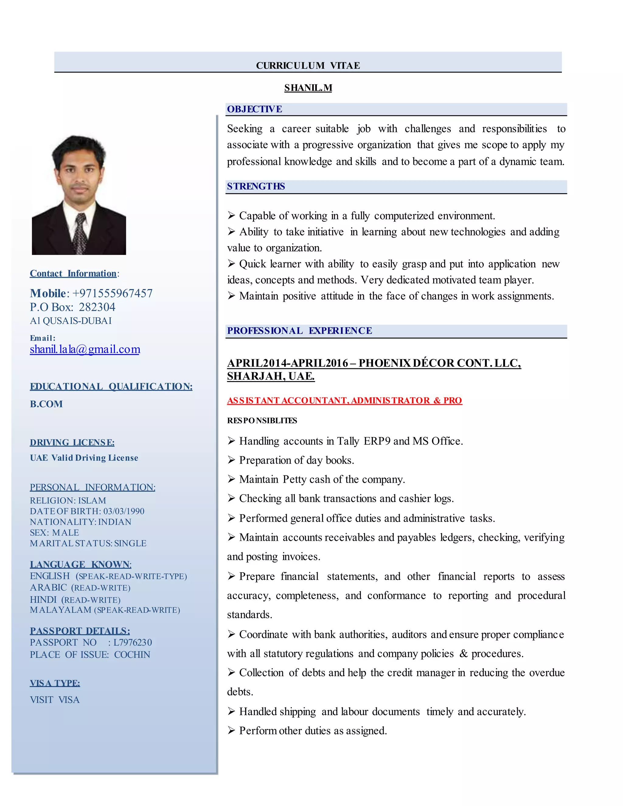 Shanil 2 YR CV | PDF