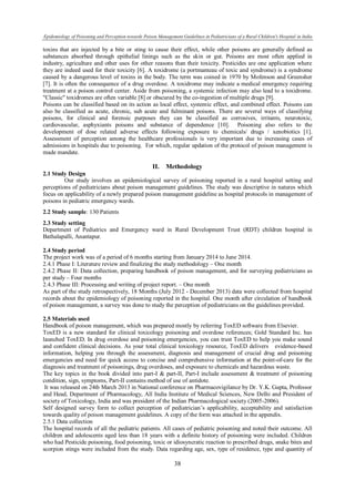 Epidemiology of Poisoning and Perception towards Poison Management ...