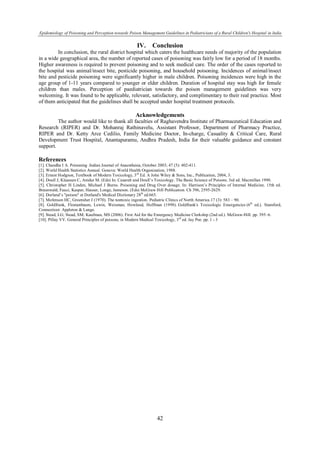 Epidemiology of Poisoning and Perception towards Poison Management ...