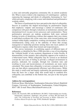 Collegiality HER paper | PDF