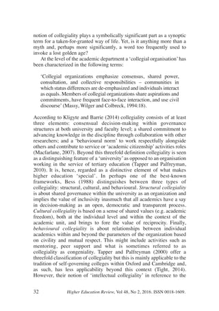 Collegiality HER paper | PDF