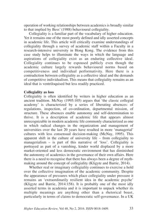 Collegiality HER paper | PDF