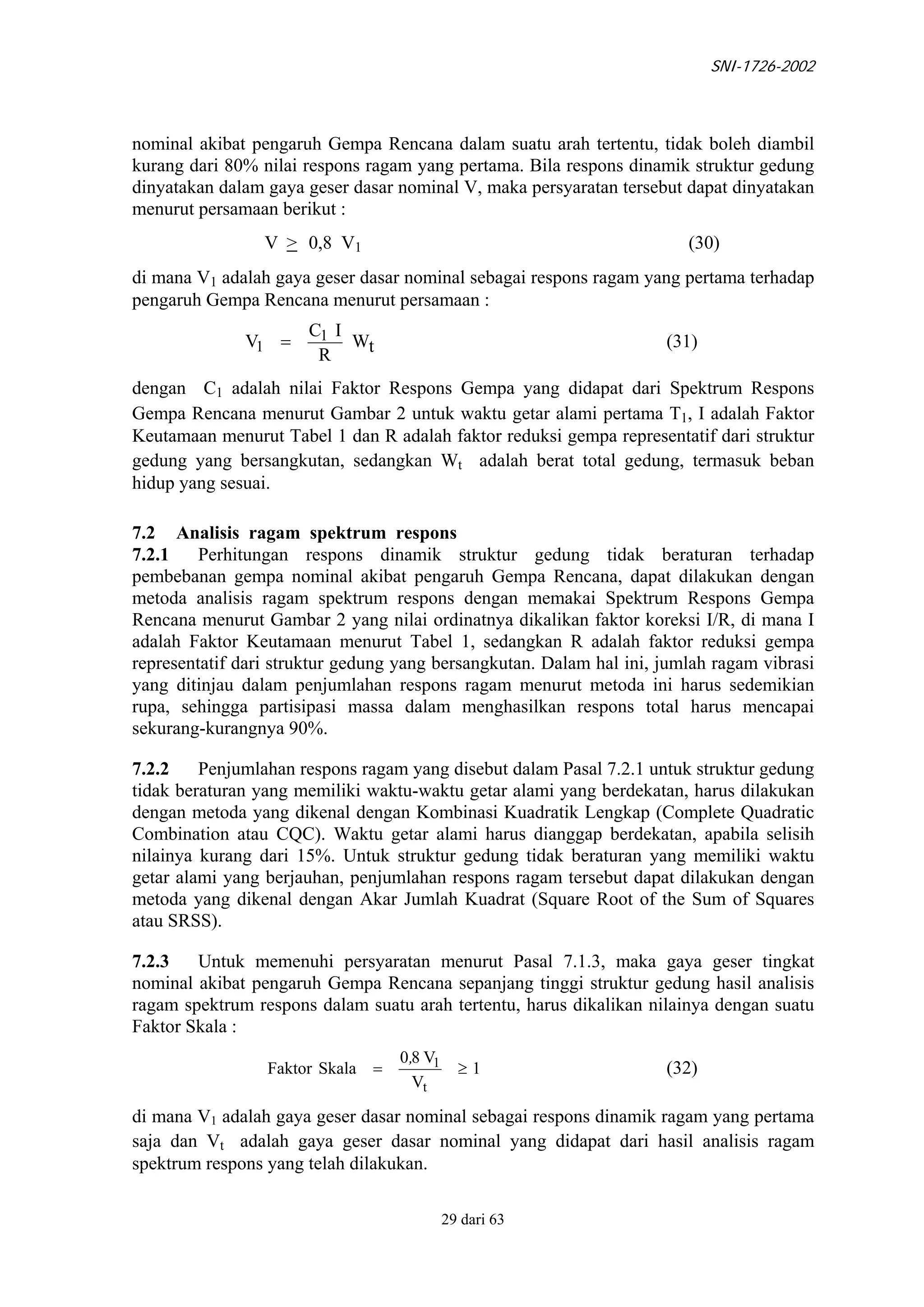SNI - 1726 - 2002 | PDF