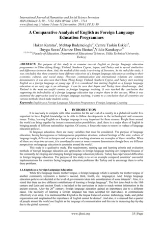 A Comparative Analysis of English as Foreign Language Education ...
