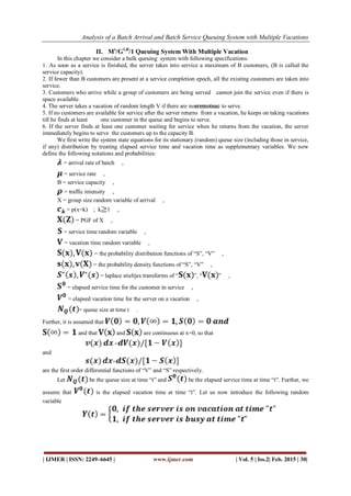 Analysis of a Batch Arrival and Batch Service Queuing System with Multiple Vacations | PDF