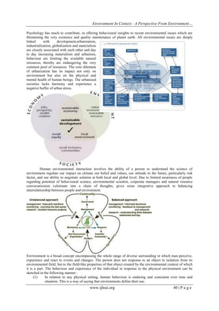Environment In Context : A Perspective From Environment Behavior ...