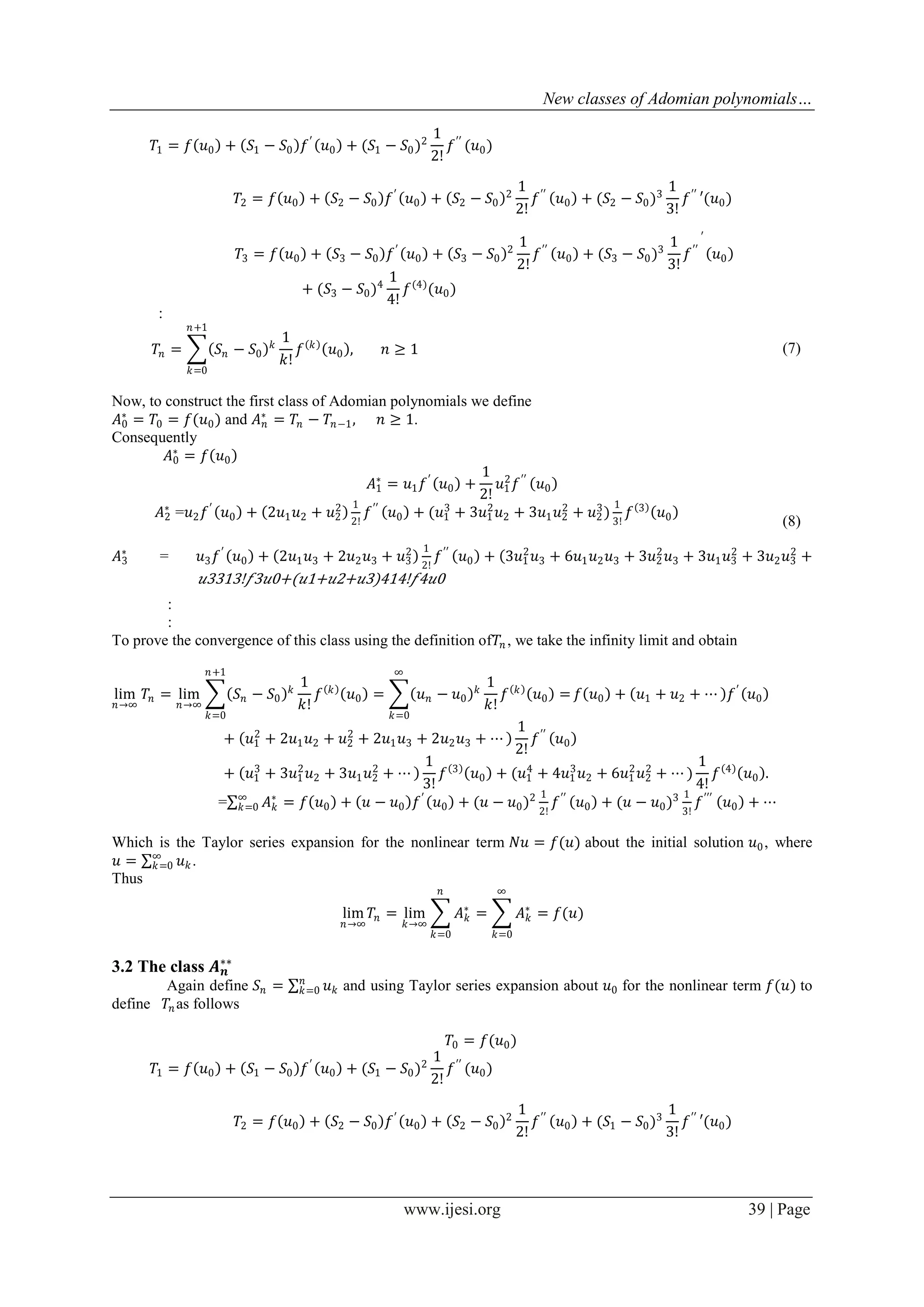 New Classes Of Adomian Polynomials For The Adomian Decomposition Method Pdf