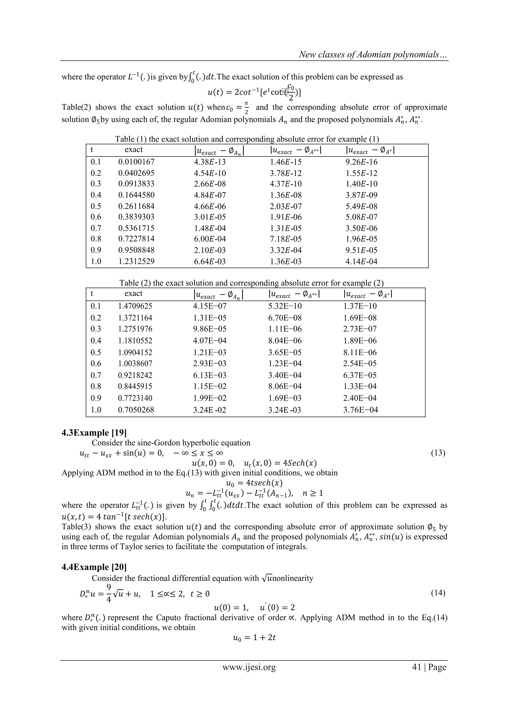 New Classes Of Adomian Polynomials For The Adomian Decomposition Method Pdf