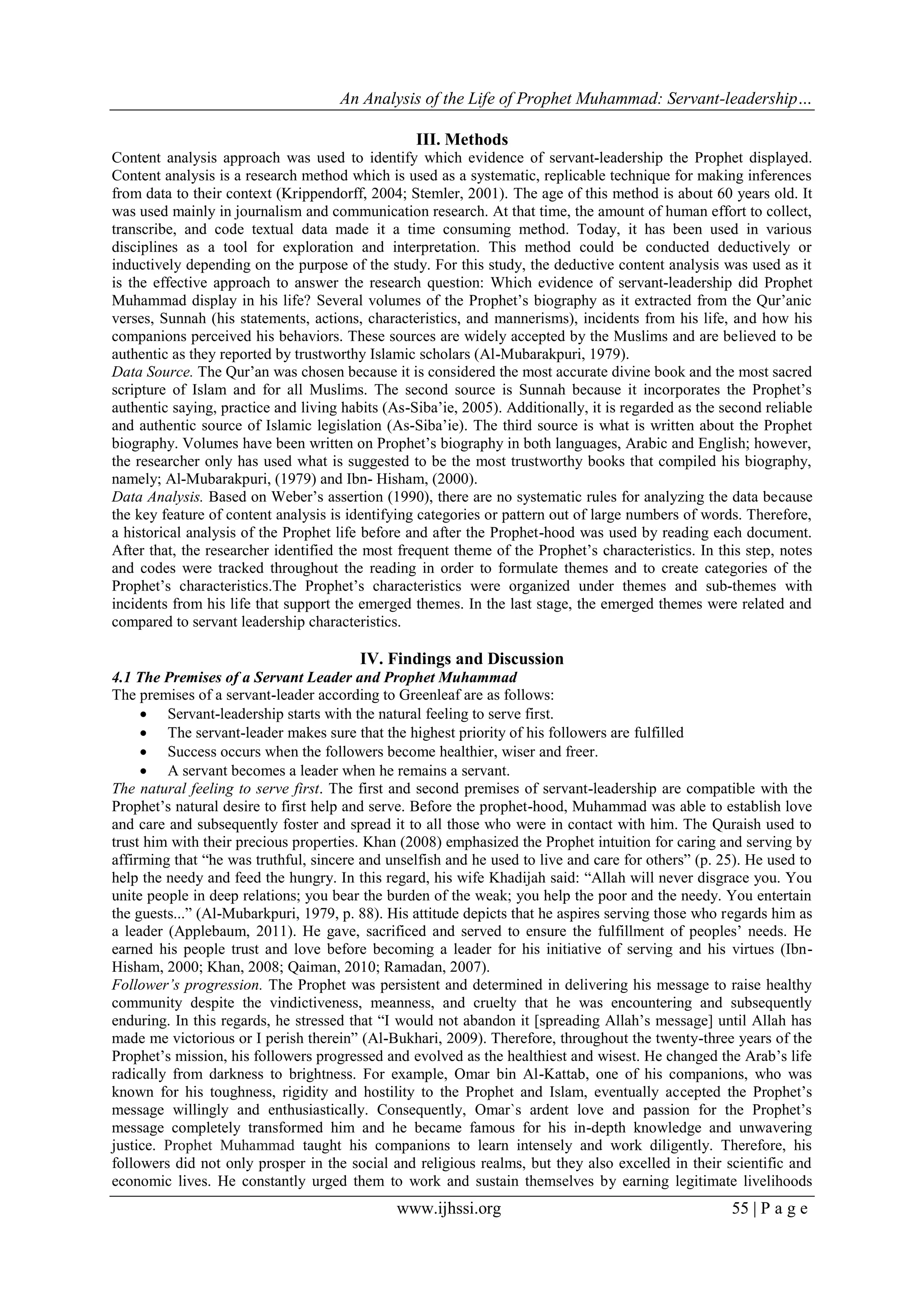 An Analysis of the Life of Prophet Muhammad: Servantleadership and ...