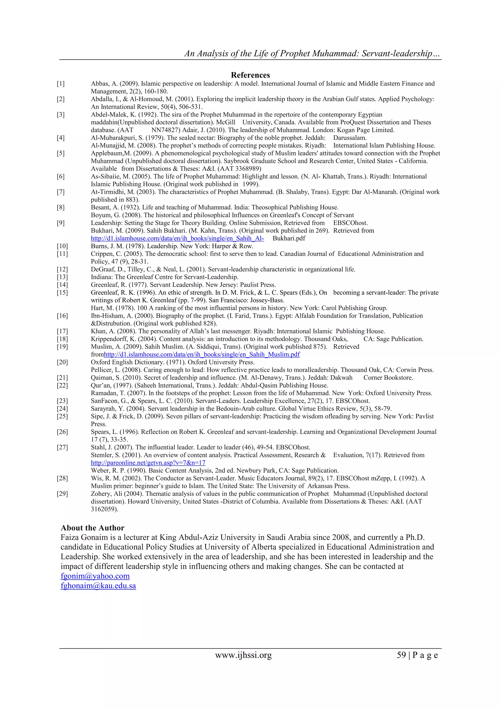 An Analysis of the Life of Prophet Muhammad: Servantleadership and ...