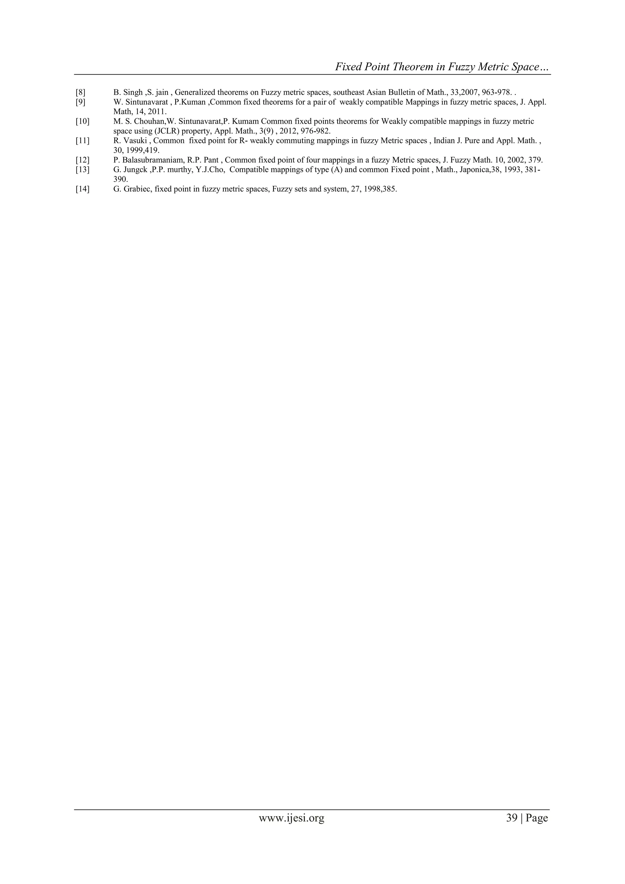 Fixed Point Theorem in Fuzzy Metric Space Using (CLRg) Property | PDF