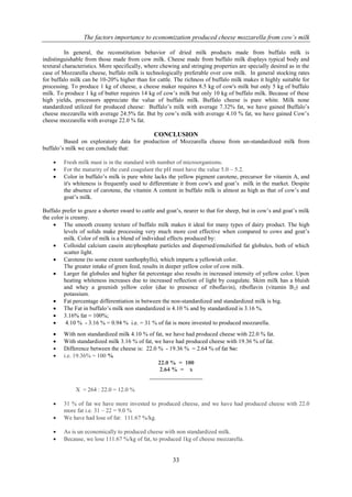 The factors importance to economization produced cheese mozzarella from ...