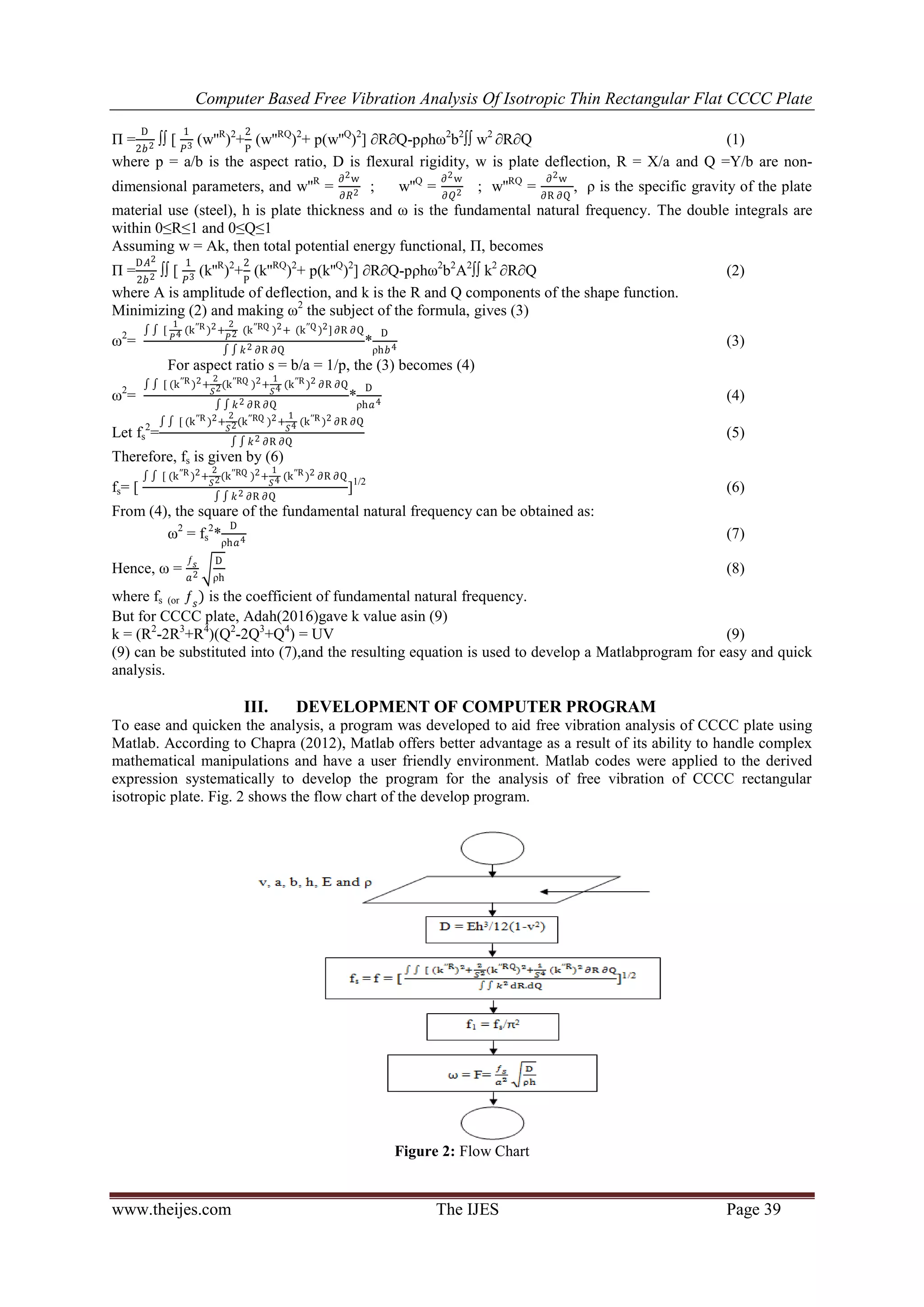 Computer Based Free Vibration Analysis of Isotropic Thin Rectangular Flat CCCC Plate | PDF