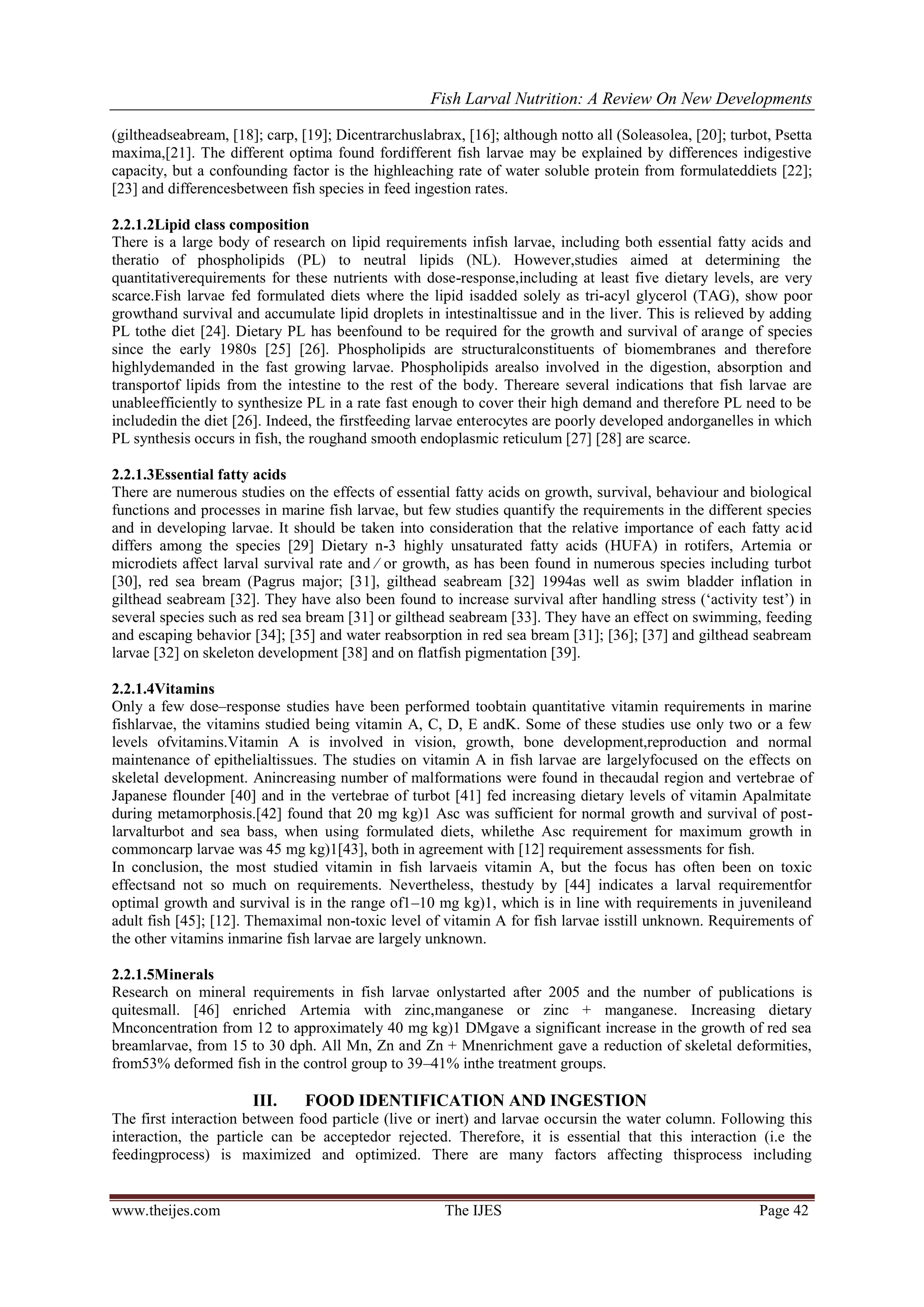 Fish Larval Nutrition: A Review on New Developments | PDF