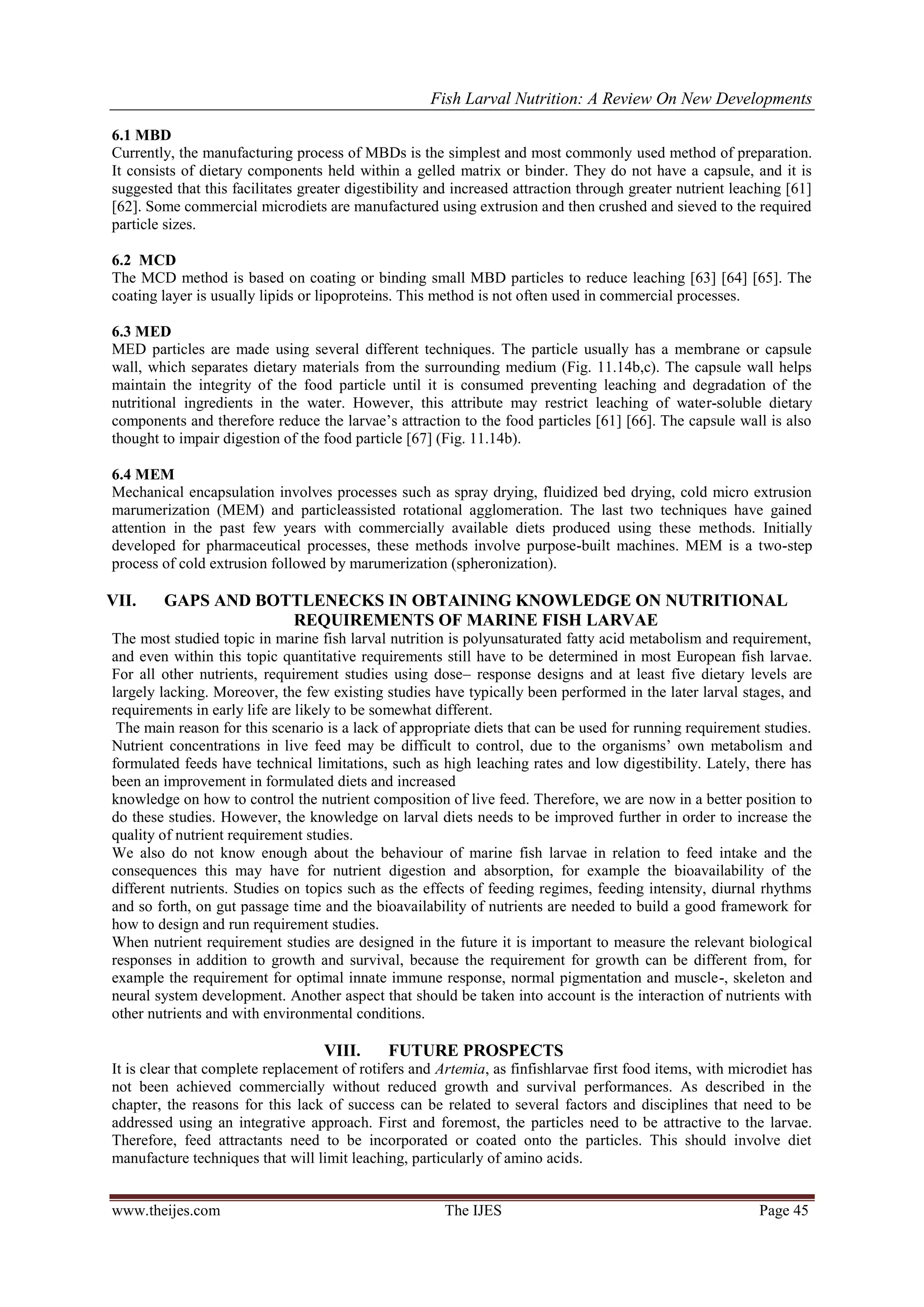 Fish Larval Nutrition: A Review on New Developments | PDF