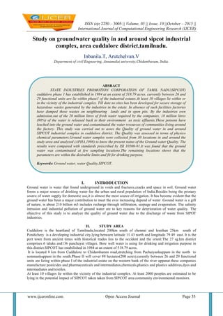 Study on groundwater quality in and around sipcot industrial complex ...
