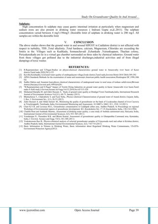 Study on groundwater quality in and around sipcot industrial complex ...