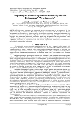 “Exploring the Relationship between Personality and Job Performance ...
