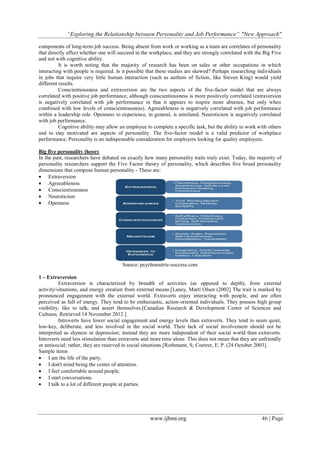 “Exploring the Relationship between Personality and Job Performance ...